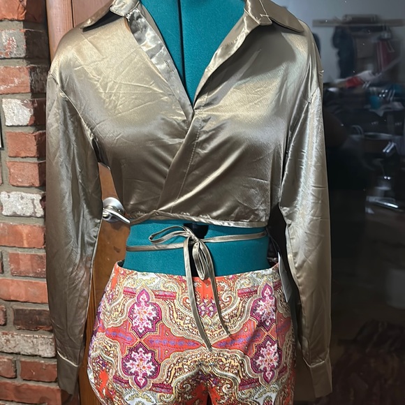 Cider | Tops | Nwt Cider Cropped Wrap With Ties Shirt With Open Back ...